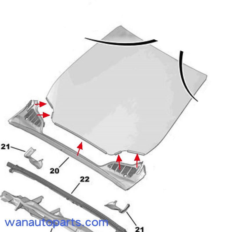 WanAutoparts 8251L3 rainboard card strip Front windshield lower card s